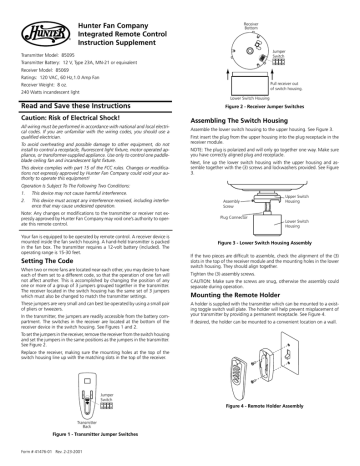 Hunter 85095 Instructions - Remote Control Manual | Manualzz