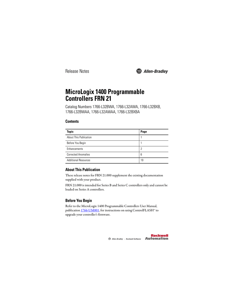 1766 micrologix 1400 programmable controllers - Wiring Digital and Schematic
