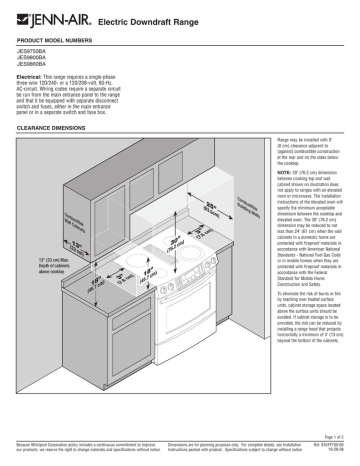 Jenn-Air JES9750BA Planning Dimensions | Manualzz