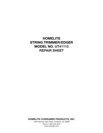 Homelite ut41113 Electric String Trimmer/Edger Owner Manual | Manualzz
