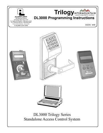 Alarm Lock Trilogy DL3000 Series Programming Instructions Manual | Manualzz