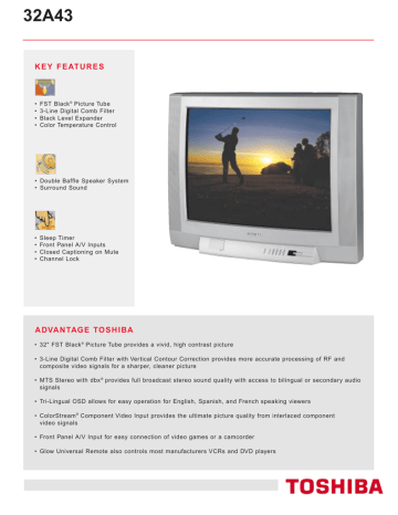 Toshiba 32A43 Television Specification | Manualzz