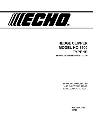 Echo HC-1500 TYPE 1E Owner Manual | Manualzz
