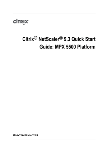 Citrix NetScaler MPX 5500 Quick Start Guide | Manualzz