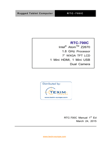 Rugged Tablet Computer RTC 700C User Manual | Manualzz