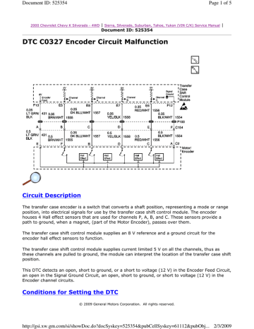 Chevrolet Silverado K Silverado Service Manual - DTC C0327 Encoder ...