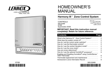 Lennox Harmony III Zoning Owner's Manual | Manualzz