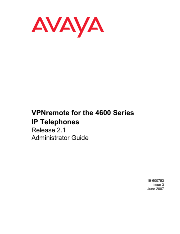 Avaya VPN IP Telephone 4600 Series Administrator Guide | Manualzz