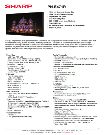 Sharp PN-E471R Datasheet | Manualzz