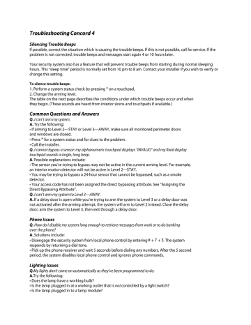 Concord 4 Troubleshooting Guide | Manualzz