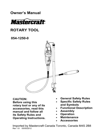 Mastercraft Rotary Tool 054-1250-0 Owner's Manual | Manualzz