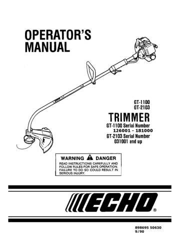 Echo GT-2103 Trimmer User manual | Manualzz