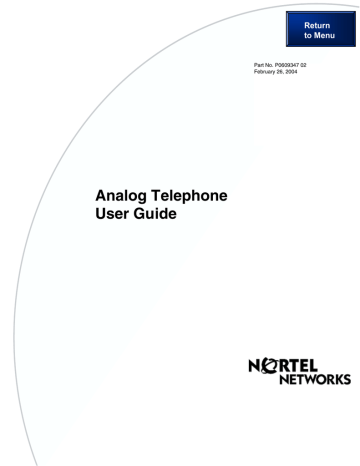 Nortel Networks P0609347 02 Telephone User guide | Manualzz