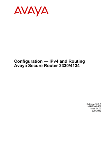 Avaya Secure Router 2330/4134 Configuration Guide | Manualzz