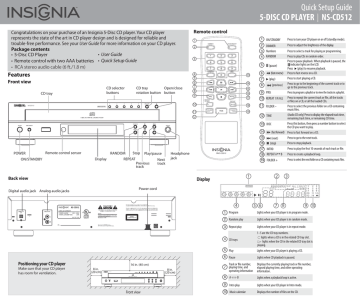 Insignia NS-CD512 5-Disc CD Changer Quick Setup Guide | Manualzz