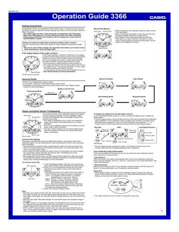 CASIO QW-3366 Operation Guide | Manualzz