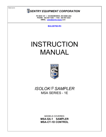 ISOLOK Sampler MSA SA-1, ISOLOK Sampler MSA CT-1D Instruction Manual ...