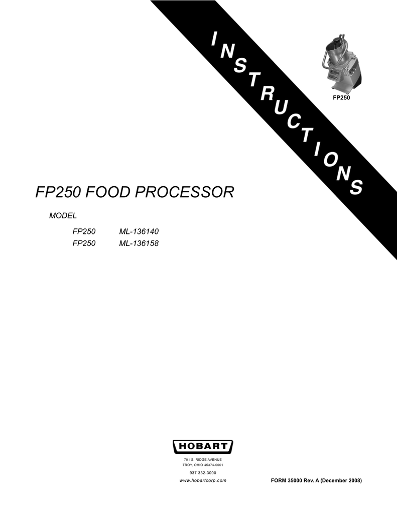 FP250 FOOD PROCESSOR | Manualzz