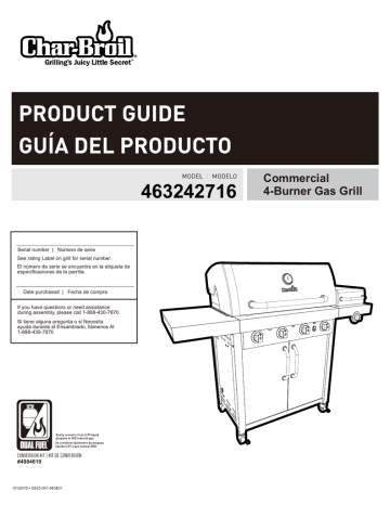 Char-Broil 463242716 Commercial Stainless/Black 4-Burner Liquid Propane ...