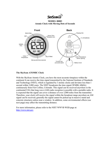 SkyScan Atomic Clock 80083 User Manual | Manualzz
