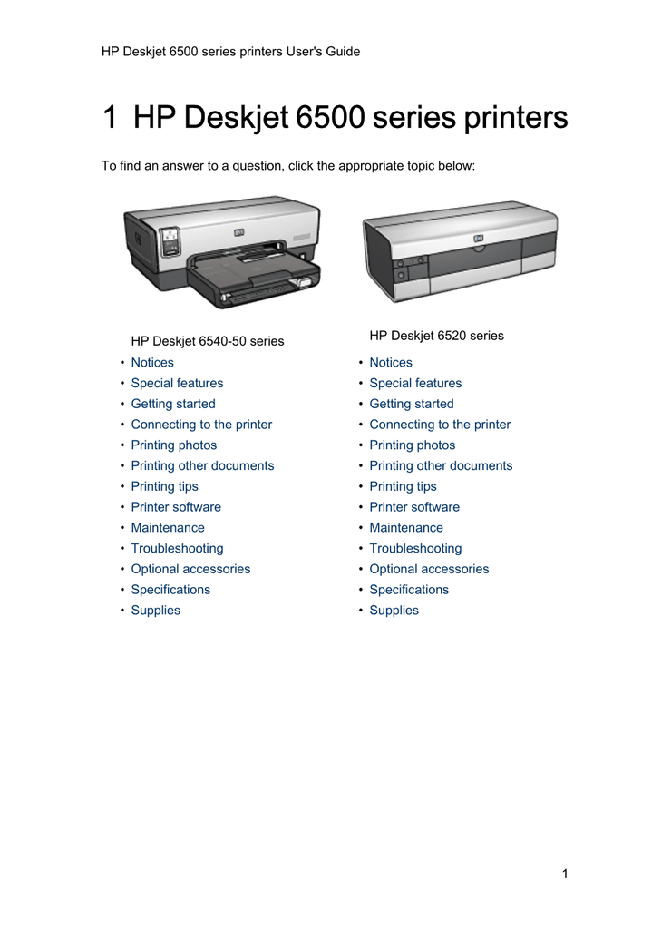 HP Deskjet 6540 Printer series User's Guide | Manualzz
