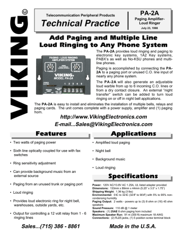 Viking PA-2A Technical Practice | Manualzz