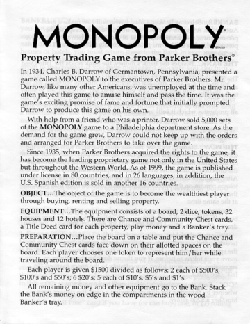 MONOPOLY Instruction Manual | Manualzz