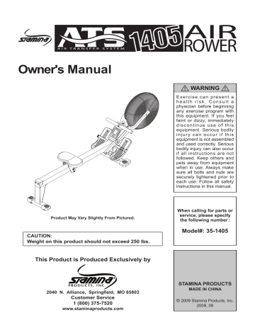 Stamina Air Rower ATS 1405 Owners Manual | Manualzz