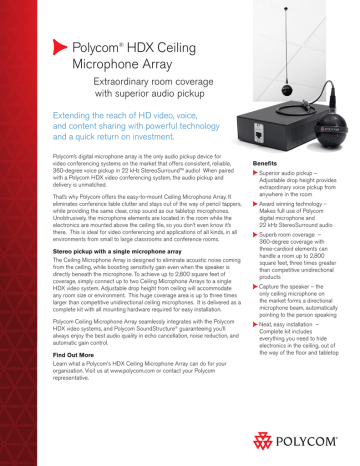 Polycom HDX Ceiling Microphone Array Datasheet | Manualzz