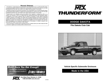 MTX ThunderForm Loaded Enclosures User Manual | Manualzz