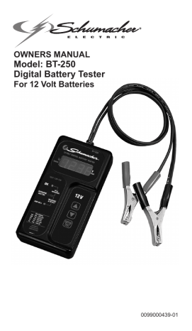 Battery Tester BT 250 Owner's Manual | Manualzz