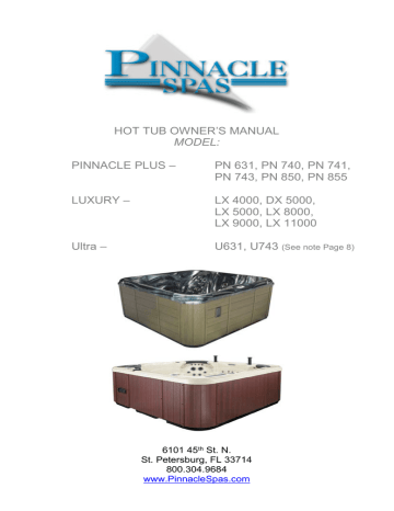Pinnacle Spas Hot Tub Owner's Manual - PN 741, PN 743, LX 8000, LX 9000 ...