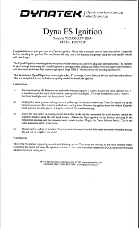 DYNATEK DYNA FS Owner Manual | Manualzz