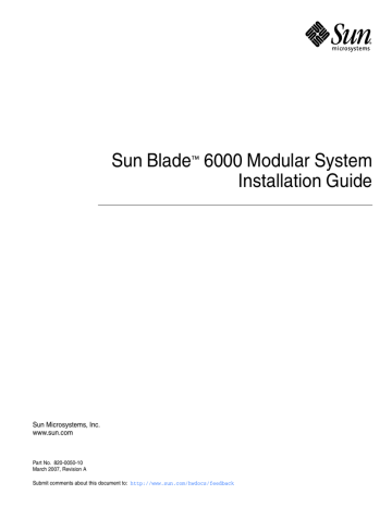 Sun Blade 6000 Modular System Installation Guide | Manualzz