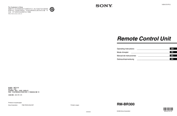 Sony RM-BR300 User's Manual | Manualzz