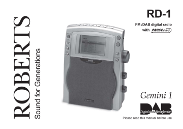 Roberts Gemini RD1( Rev.1) DAB Radio User guide | Manualzz