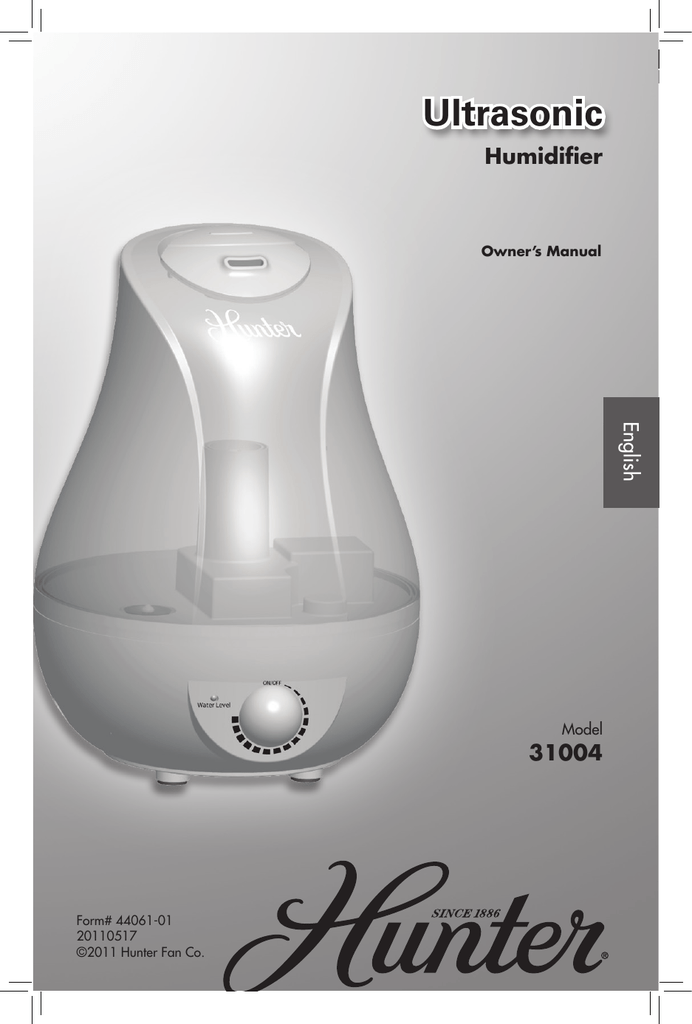 Hunter Fan 31013 Humidifier Owner's Manual | Manualzz