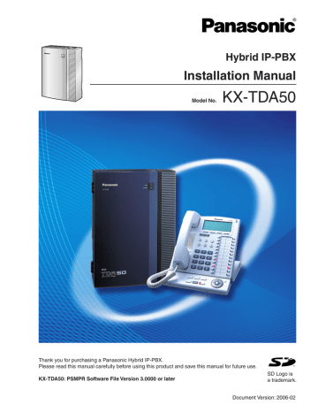 Panasonic KX-TDA TDA50 Hybrid IP-PBX Installation Manual | Manualzz