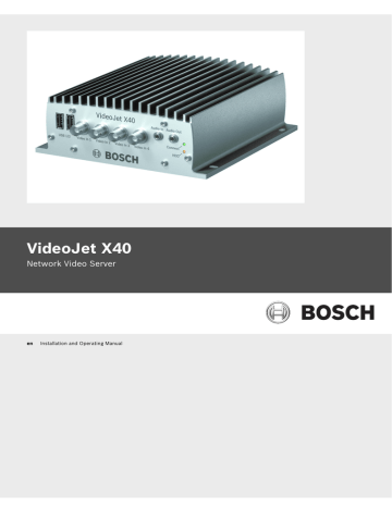 Bosch VideoJet X20 SN Installation and Operating manual | Manualzz