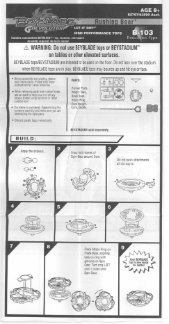 Beyblade Grevolution Rushing Boar B103 Instructions | Manualzz