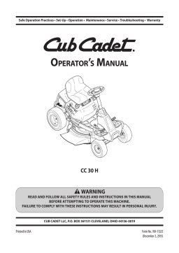 Cub Cadet CC30H - Operator's manual, installation Guide, Product ...
