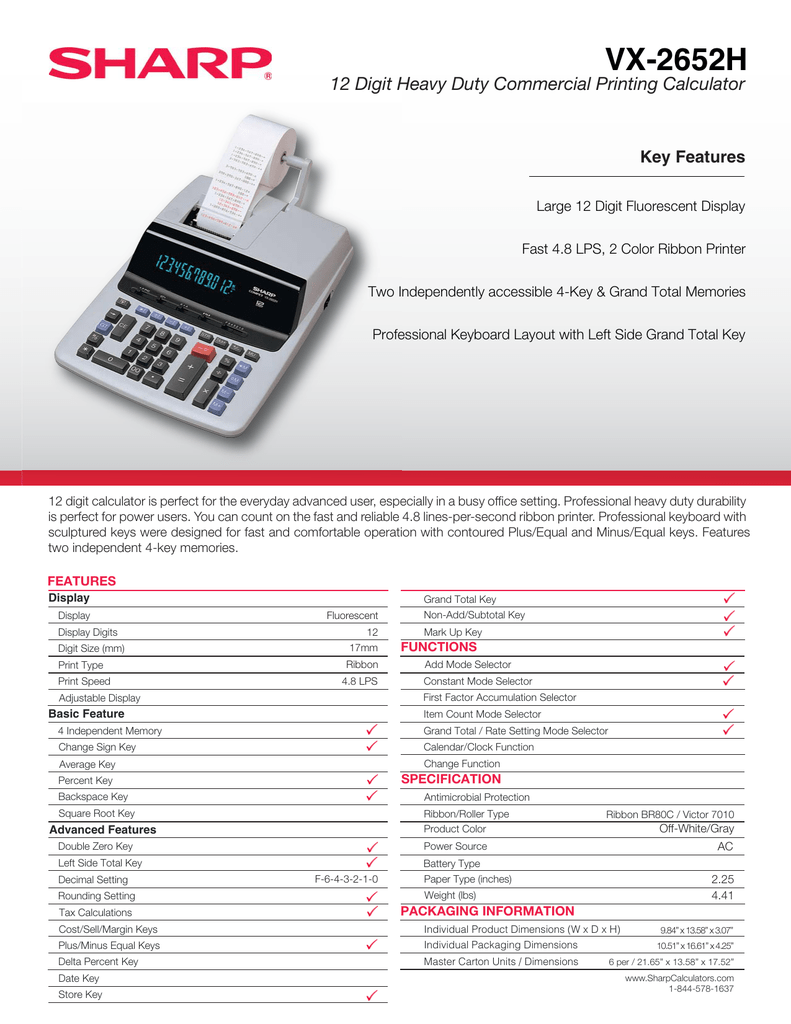 Ink Ribbons Sharp Calculator Ribbon Sharp VX-2652H Printing Calculator ...