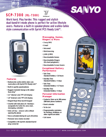 Sanyo SCP-7300 Specifications | Manualzz