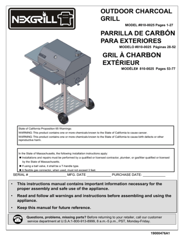 Nexgrill 810-0025 Home Depot Installation instructions | Manualzz