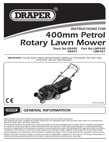 Draper 400mm Self-Propelled Petrol Lawn Mower Instructions | Manualzz