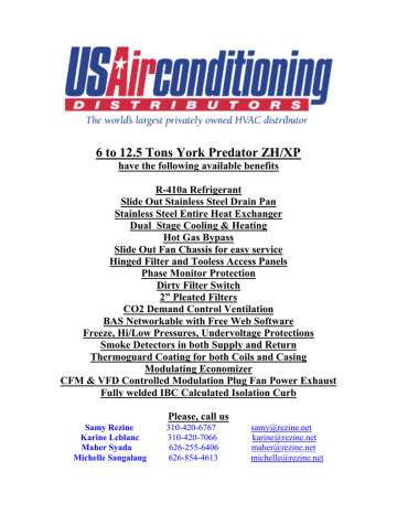 York Predator ZH/XP Technical Guide | Manualzz