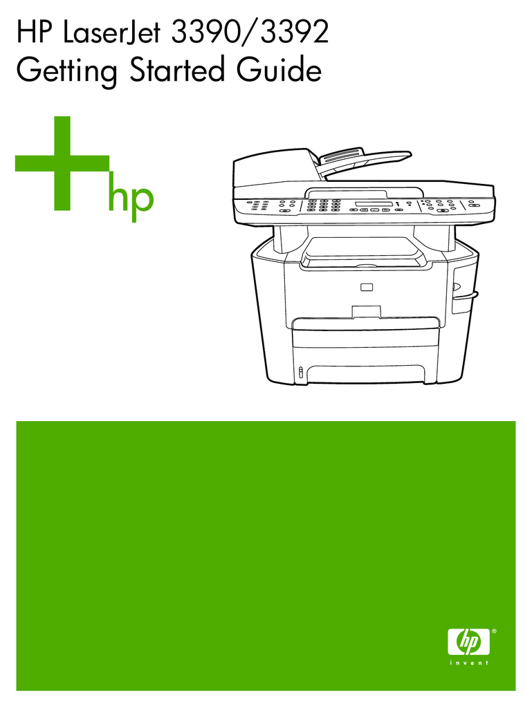 HP LASERJET 3390 ALL-IN-ONE PRINTER Getting Started Guide | Manualzz