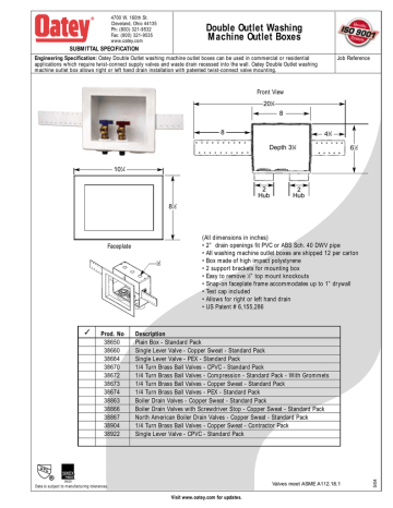 Oatey 34080 Plastic Tub Box in Black Specification | Manualzz