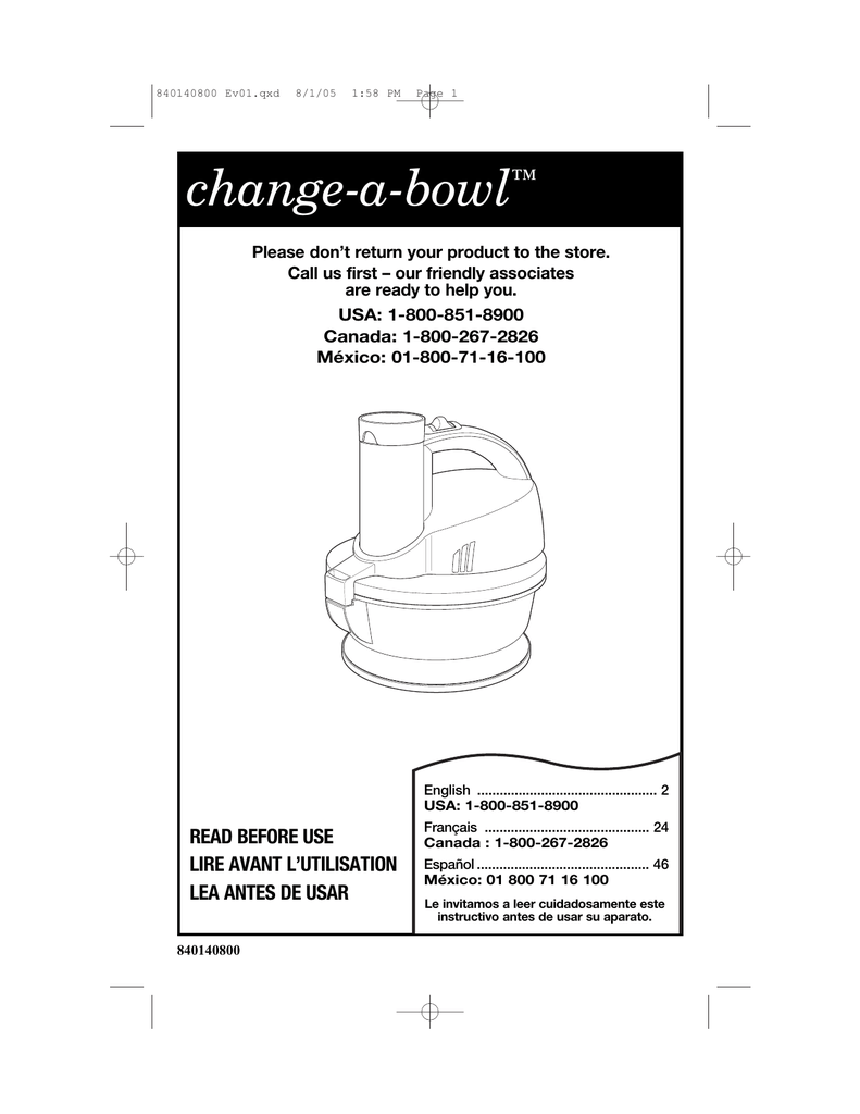 Hamilton Beach 70800 Small Appliance Owner's Manual | Manualzz