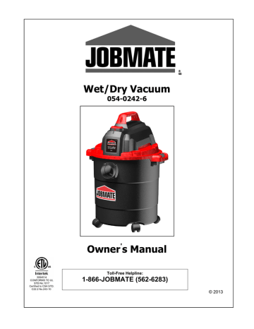 JOBMATE 054-0242-6 Wet/Dry Vacuum Owner's Manual | Manualzz